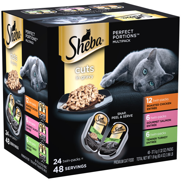 Sheba Wet Cat Food, Perfect Portions Chicken, Turkey Salmon Variety ...