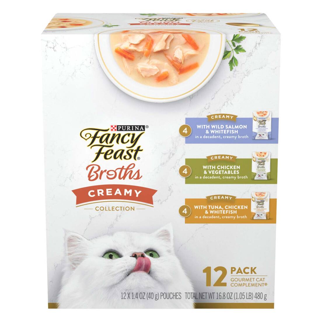 Purina Fancy Feast Lickable Broth Topper Complement Creamy Wet Cat Food ...