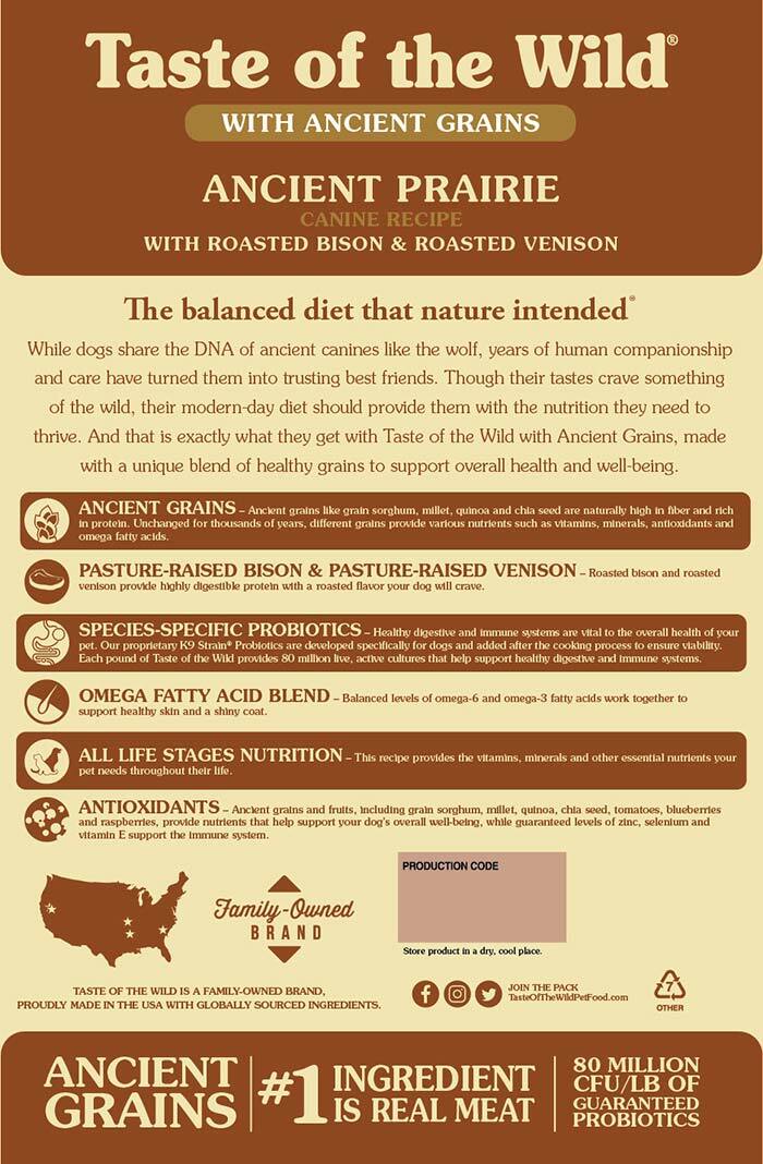 Taste of the Wild® Ancient Prairie® with Roasted Bison and Roasted ...