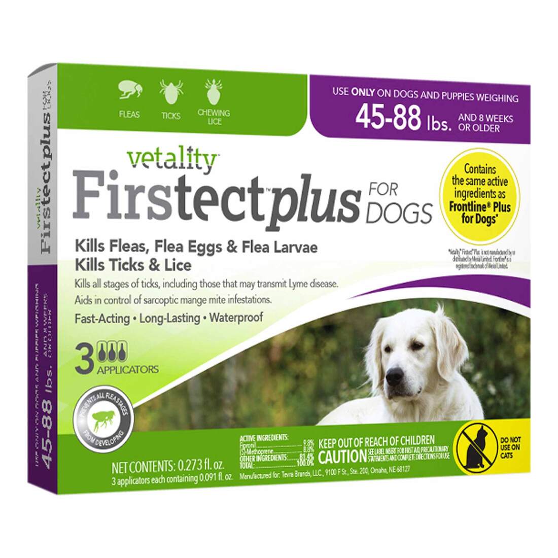 Vetality Firstect Plus For Dogs 45-88 Pounds, 3 Doses | Pet Supplies Plus