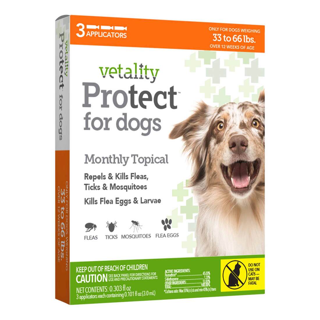 Vetality Protect F&T Topicals for Dogs 33-66 Pounds, 3 Doses | Pet ...