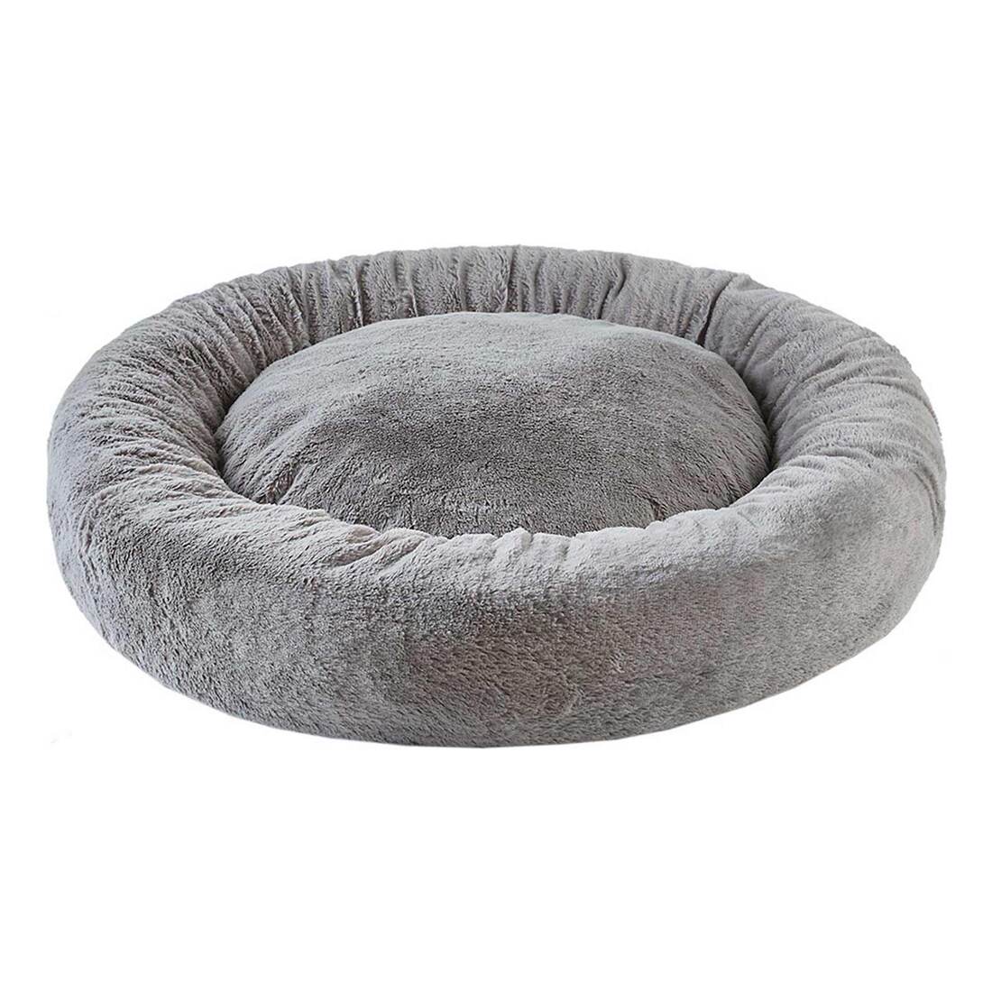 Play On Faux Fur Round Napper, Grey, Large, 34" x 34" | Pet Supplies Plus