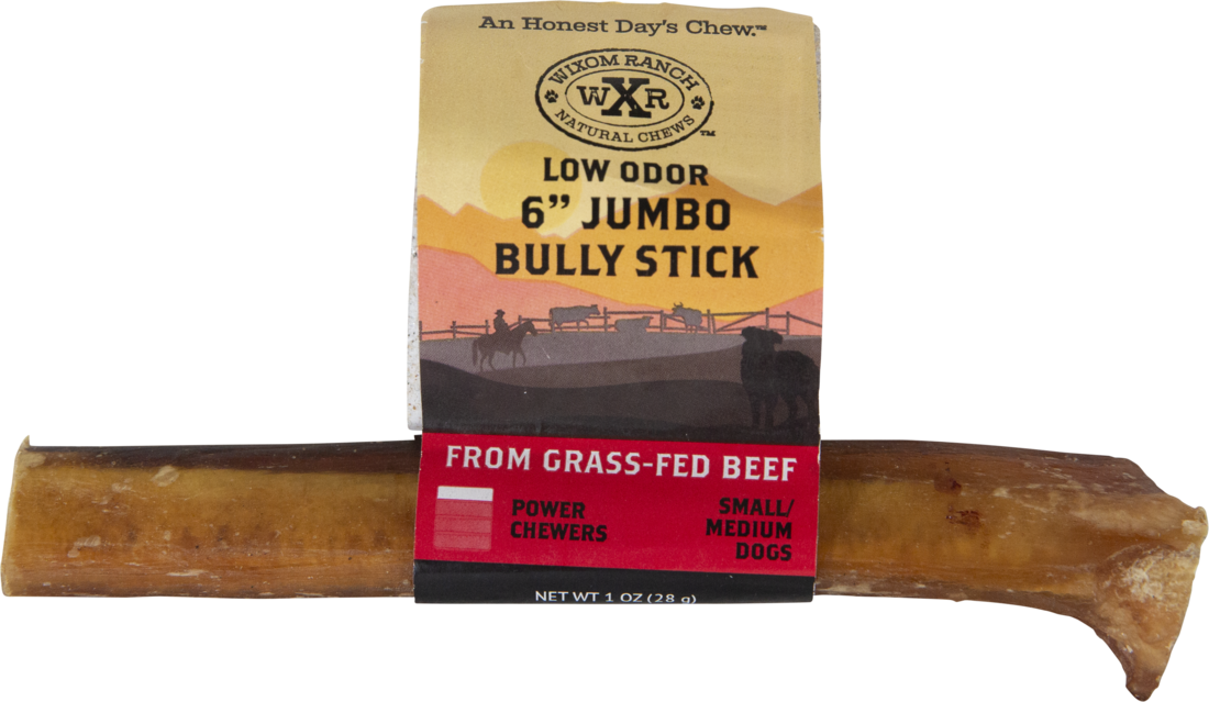 Wixom Ranch Natural Chews Low Odor Jumbo Bully Stick, 6 Inches | Pet ...