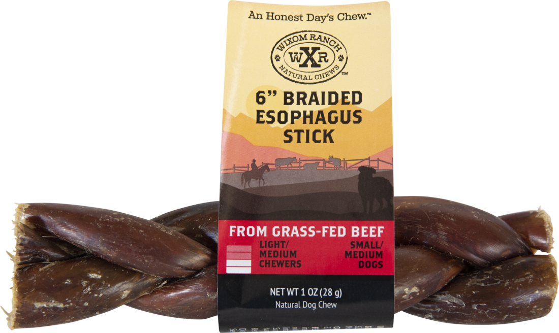 Wixom Ranch Natural Chews Braided Esophagus Stick, 6 Inches | Pet ...