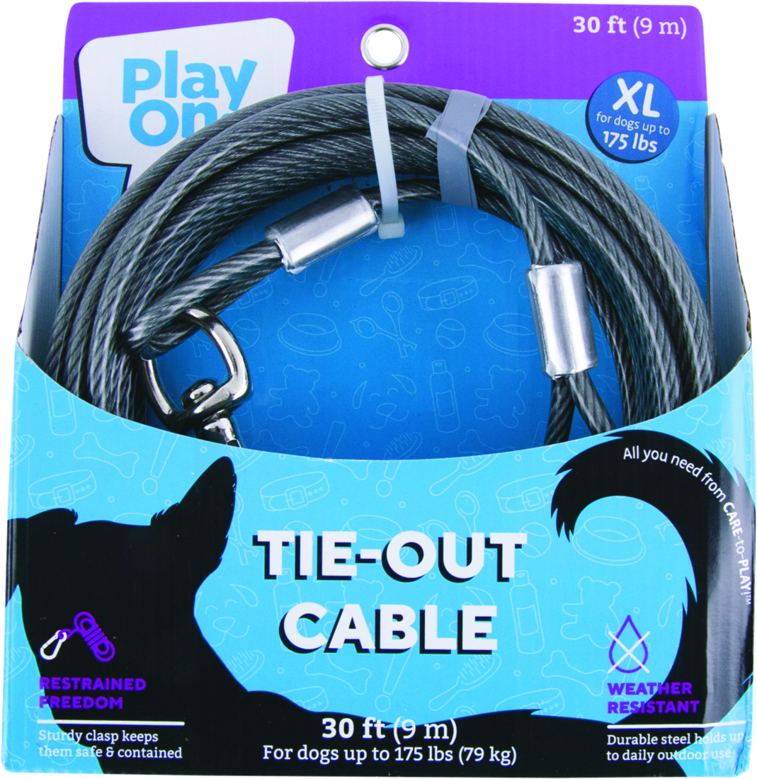 Play On Tie-Out Cable For Dogs, 30 Foot, Extra Large, Up to 175 pounds ...