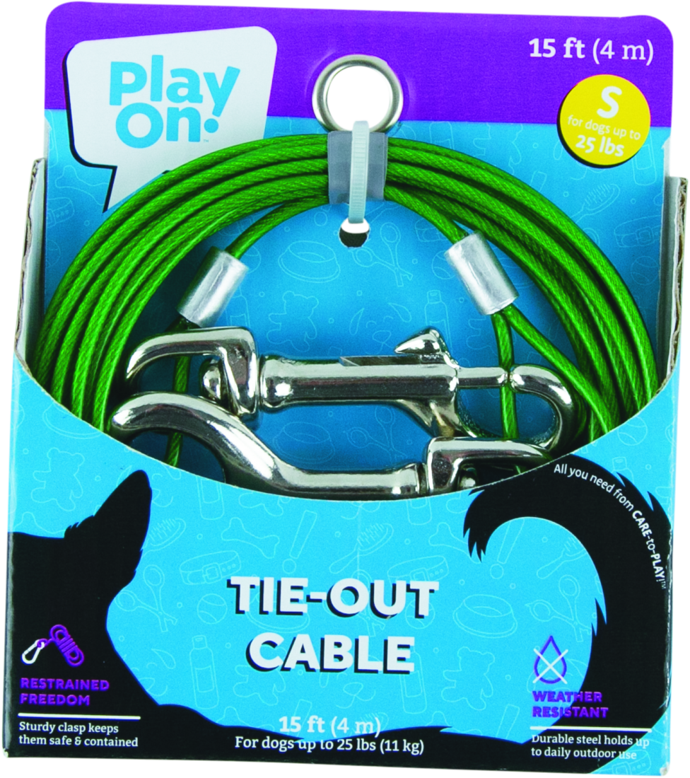 Play On Tie-Out Cable For Dogs, 15 Foot, Small, Up to 25 pounds | Pet ...