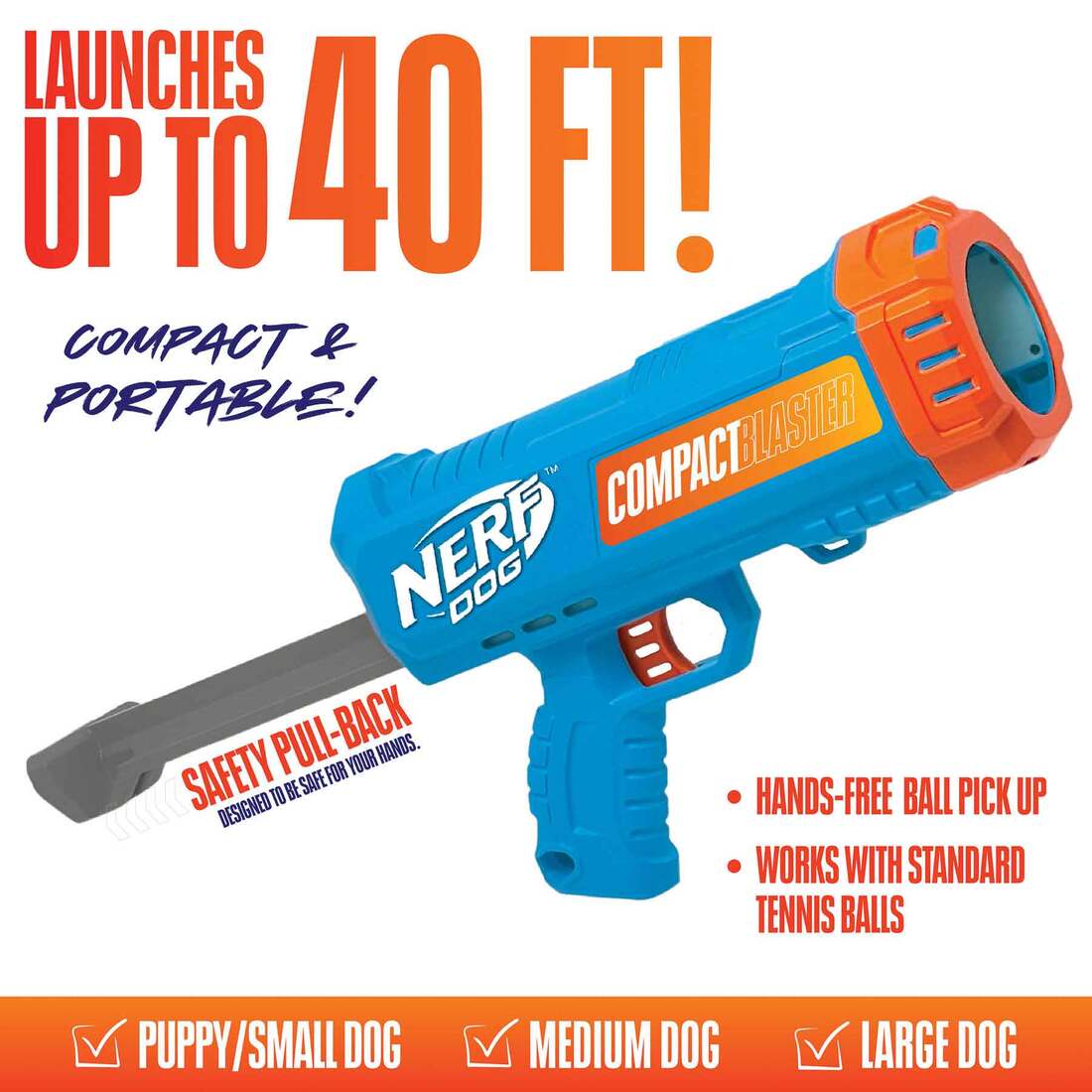 Nerf Compact Blaster Dog Toy, 12 Inches, Tennis Ball 2 Pack | Pet ...