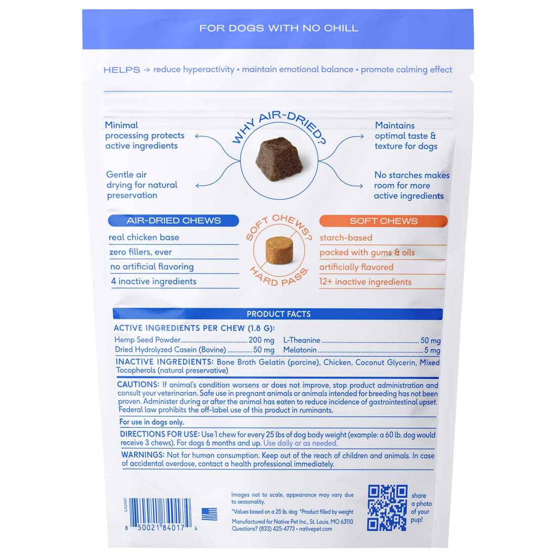 Dog Supplies Health & Wellness Native Pet Calm Dog Supplement, Air ...