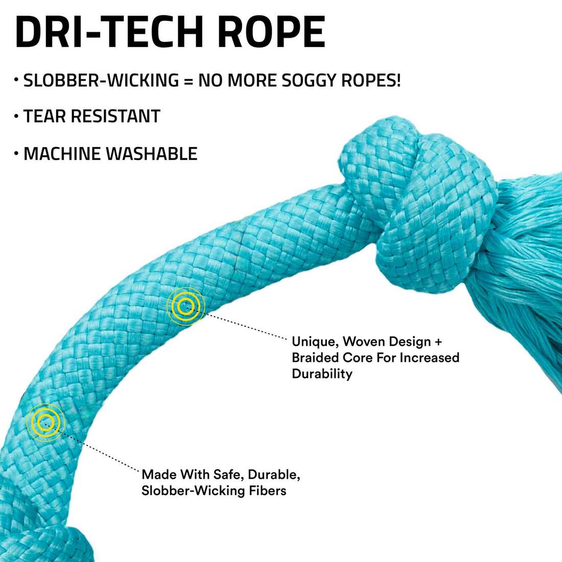 Playology Dri-Tech Rope Peanut Butter Dog Toy, Small | Pet Supplies Plus